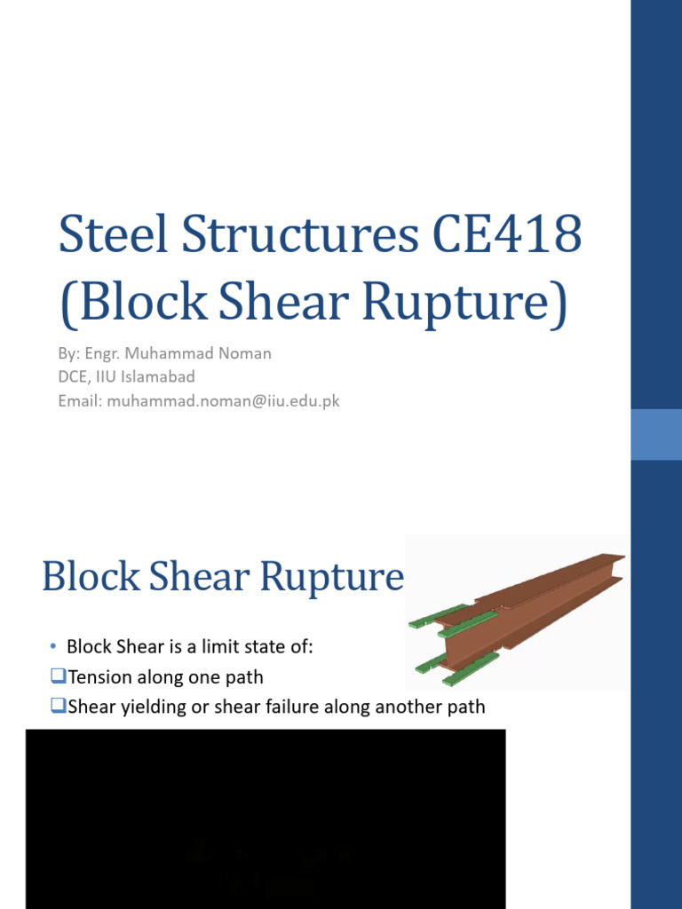 Lecture 2b Block Shear Rupture (Tension Members) | PDF