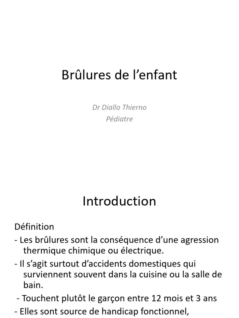 Prise en charge des brûlures pédiatriques | PDF | Brûlure | Médecine de ...