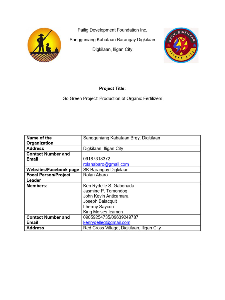SK Digkilaan-Project Proposal | PDF | Fertilizer