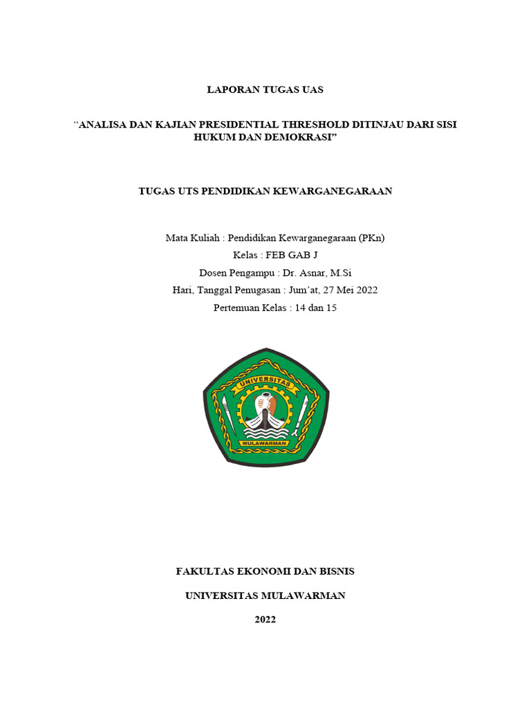 Laporan Uas PKN Gab J | PDF