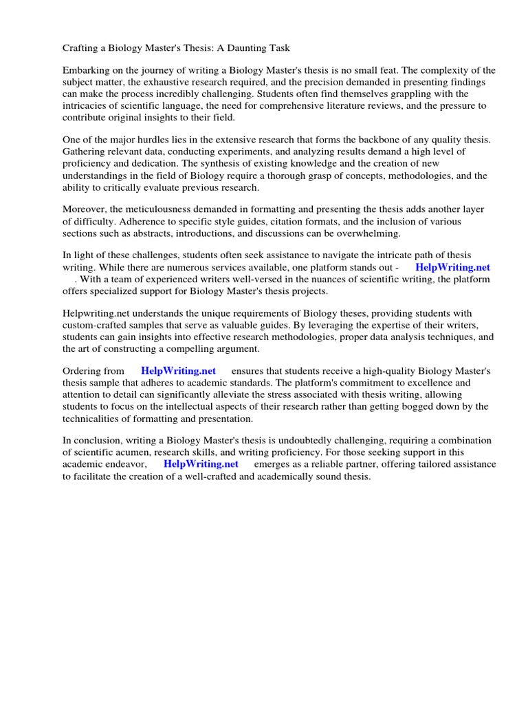 Biology Masters Thesis Sample | PDF | Flowers | Thesis