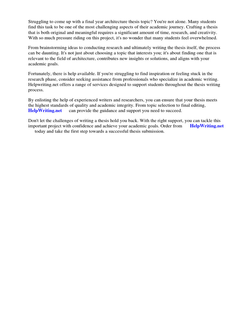 Final Year Architecture Thesis Topics | PDF | Thesis