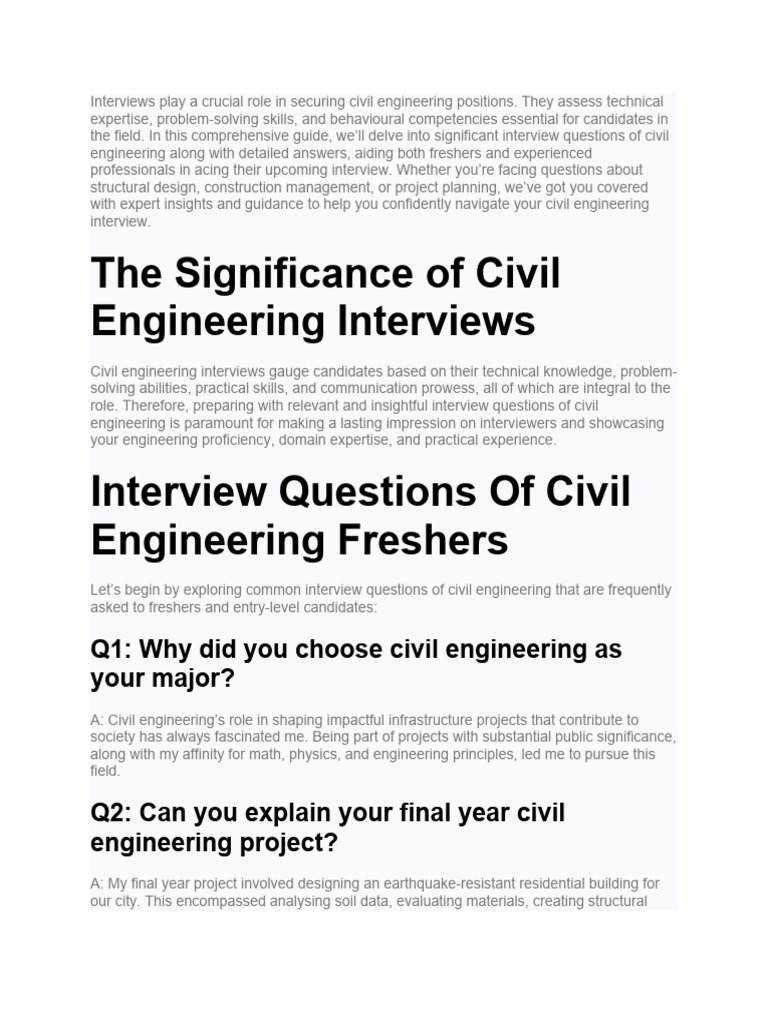 Interviews Play A Crucial Role in Securing Civil Engineering Positions | PDF | Geotechnical ...
