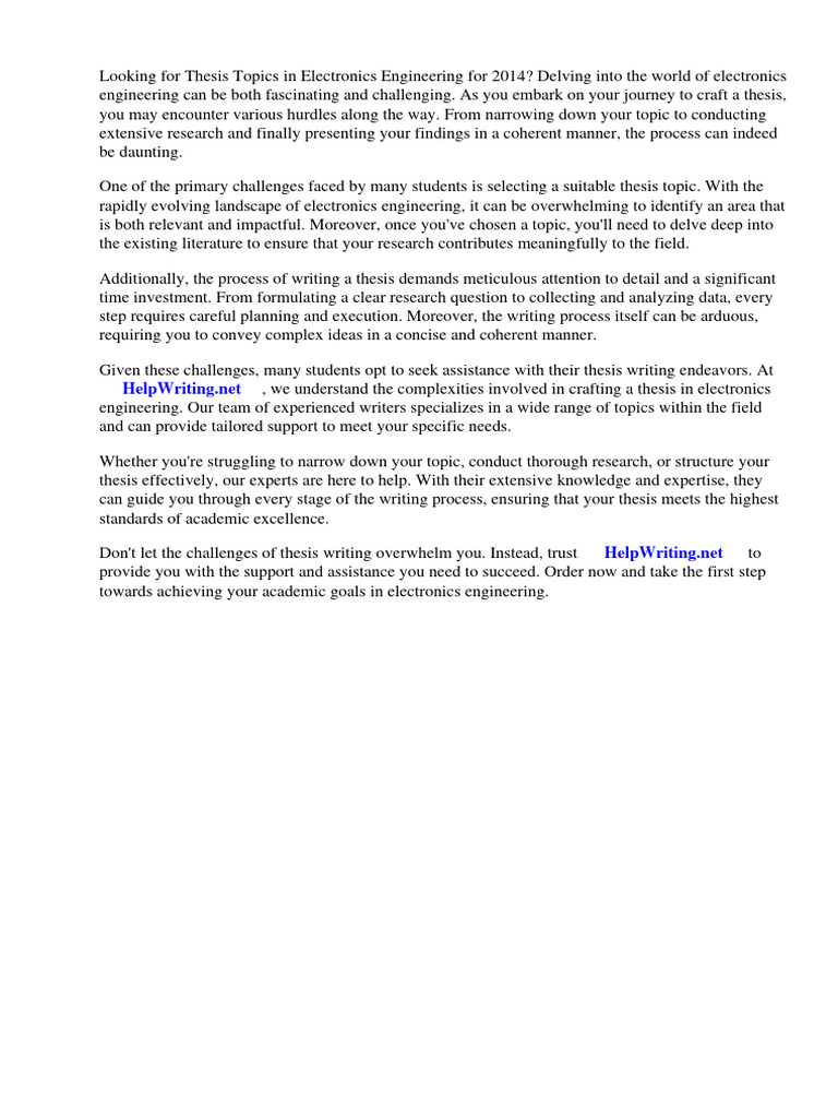 Thesis Topics For Electronics Engineering 2014 | PDF | Thesis | Engineering
