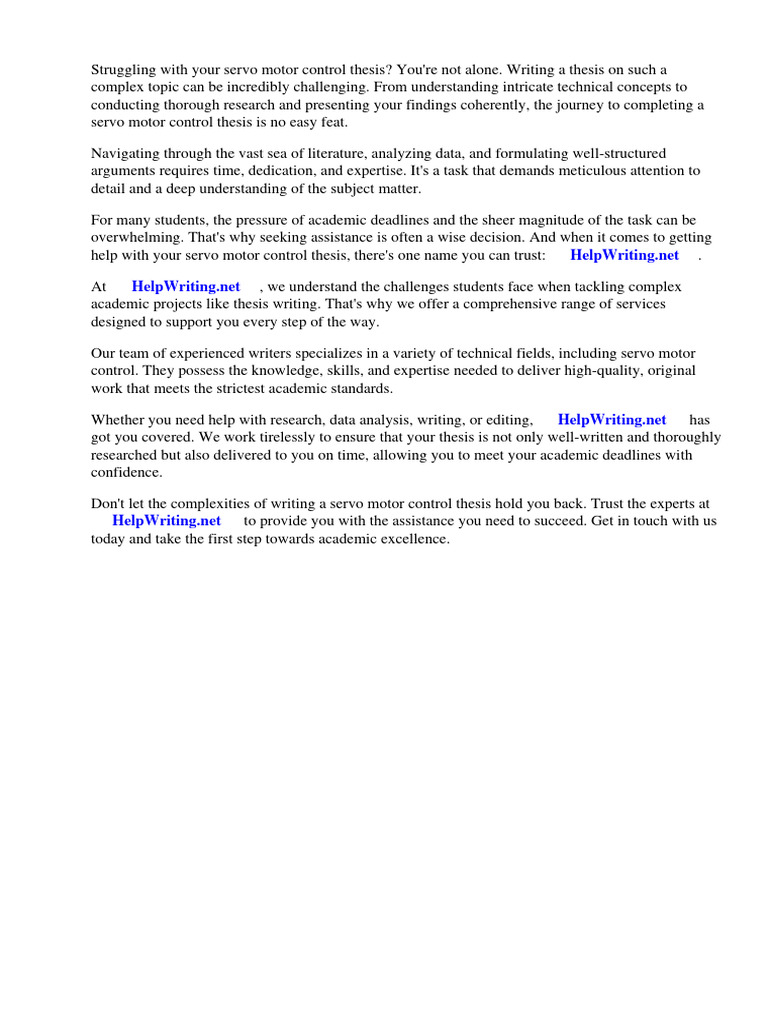 Servo Motor Control Thesis | PDF | Servomechanism | Electric Motor Servo Motor Control Thesis | PDF | Servomechanism | Electric Motor
