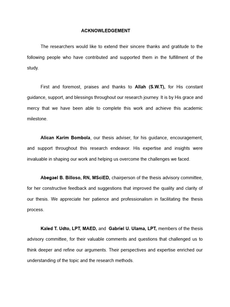 ACKNOWLEDGEMENT | PDF | Psychological Concepts | Cognition