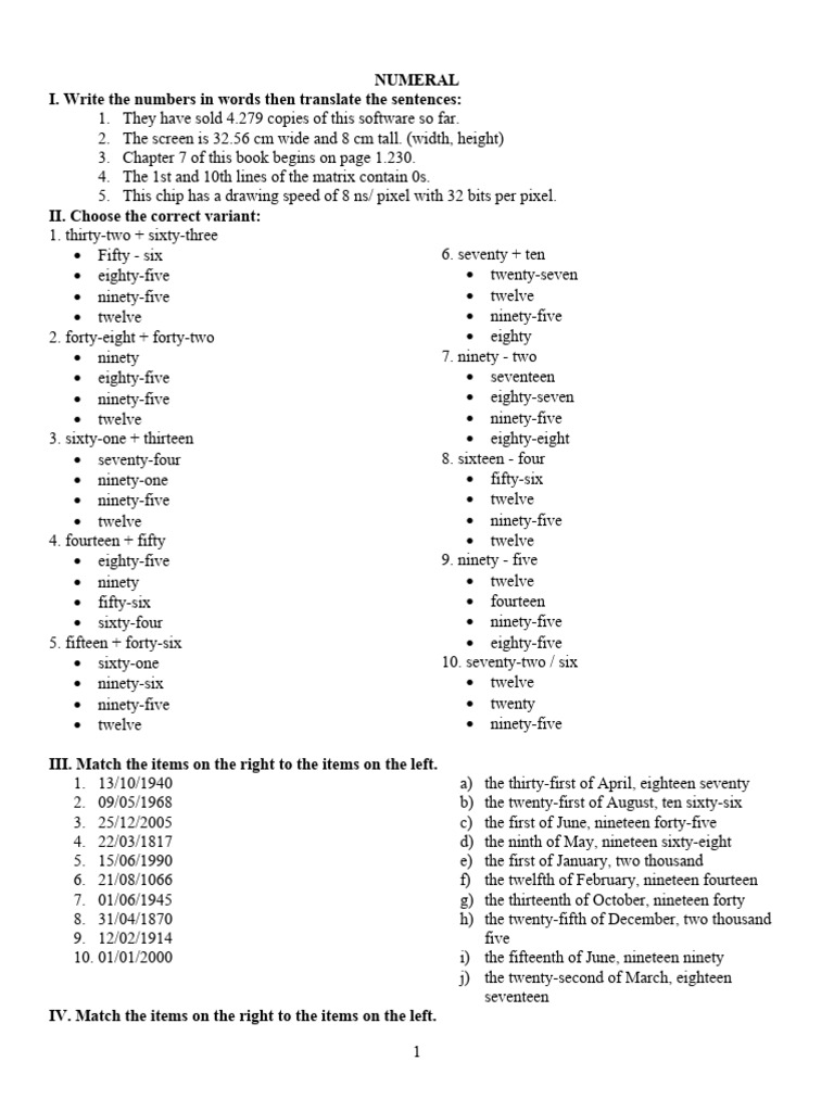 NUMERAL - Exercises | PDF | Computing | Computer Engineering