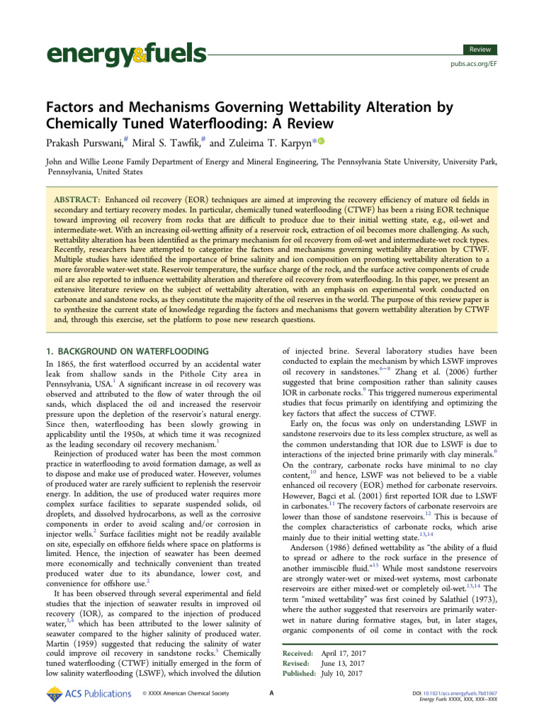Factorsand Mechanisms Governing Wettability Alterationin CTWF | PDF ...