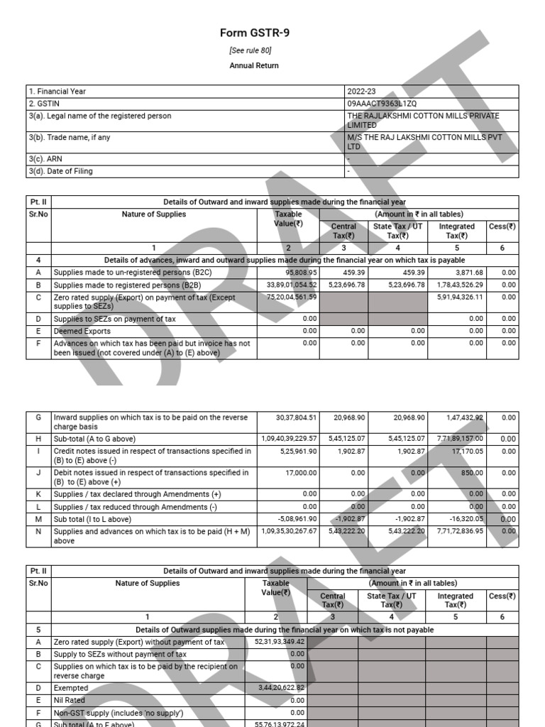 GSTR-9 Annual Return for 2022-23 | PDF | Taxes | Payments
