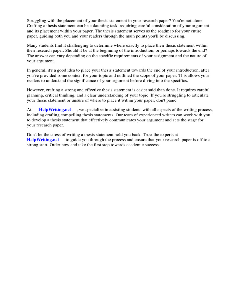Where Do I Put My Thesis Statement in A Research Paper | PDF | Essays ...