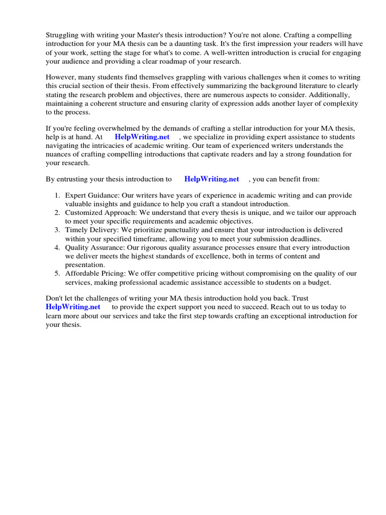 How To Write Introduction For Ma Thesis Pdf Thesis Essays