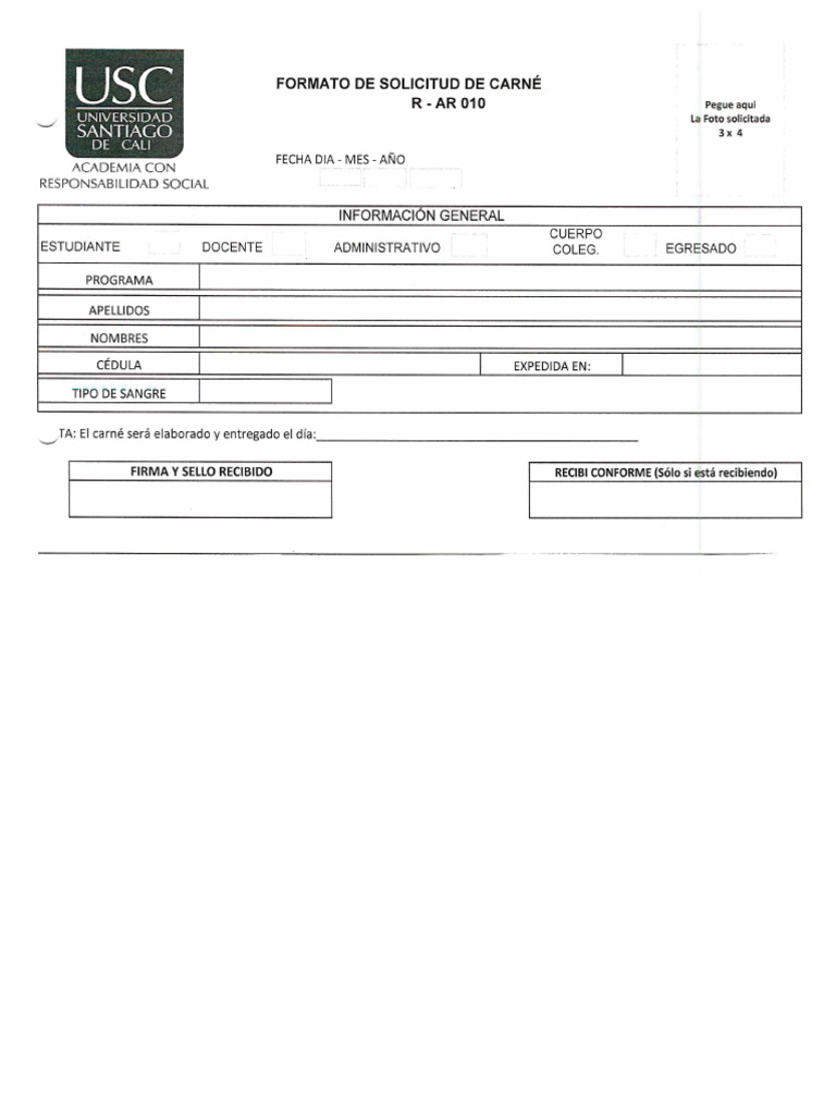 Formato Solicitud de Carn | PDF