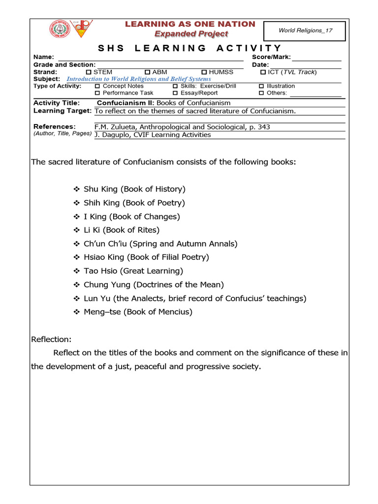 World Religions LAS 17 Confucianism II | PDF