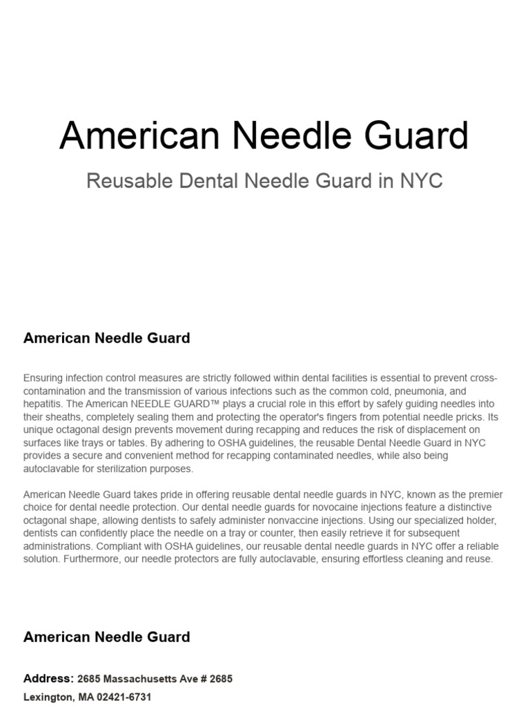 American Needle Guard - Dental Needle Guard in NYC | PDF | Injection ...