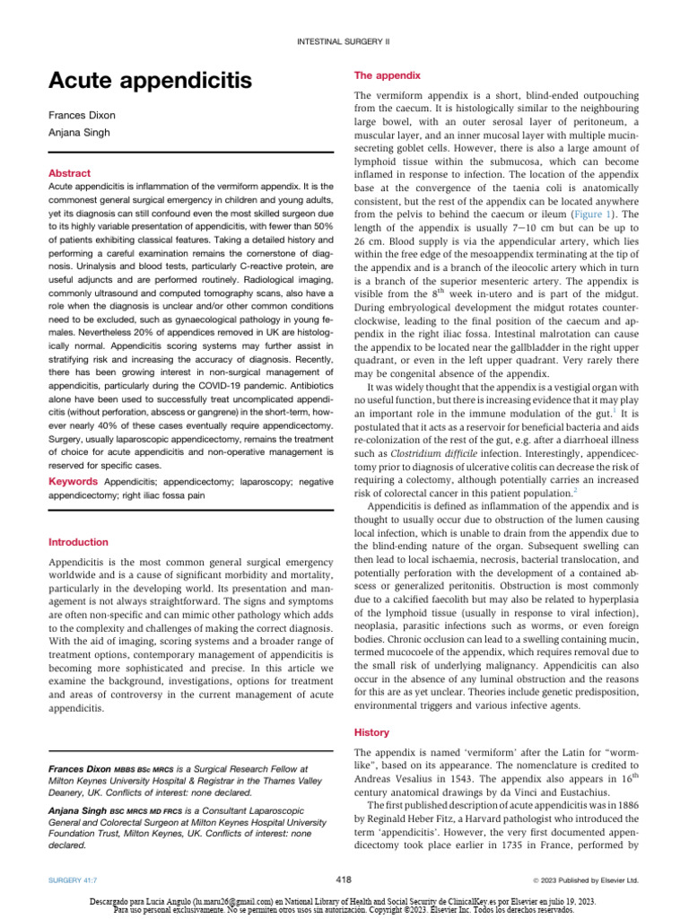 Acutel Appendicitis | PDF