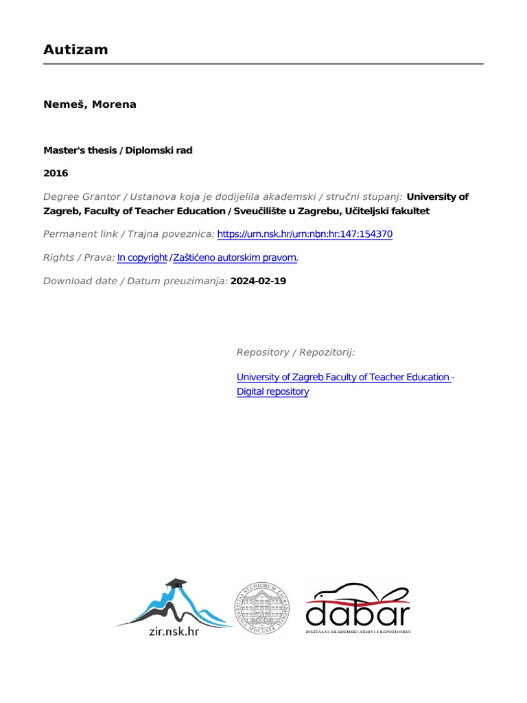 Autizam - Morena Nemeš | PDF