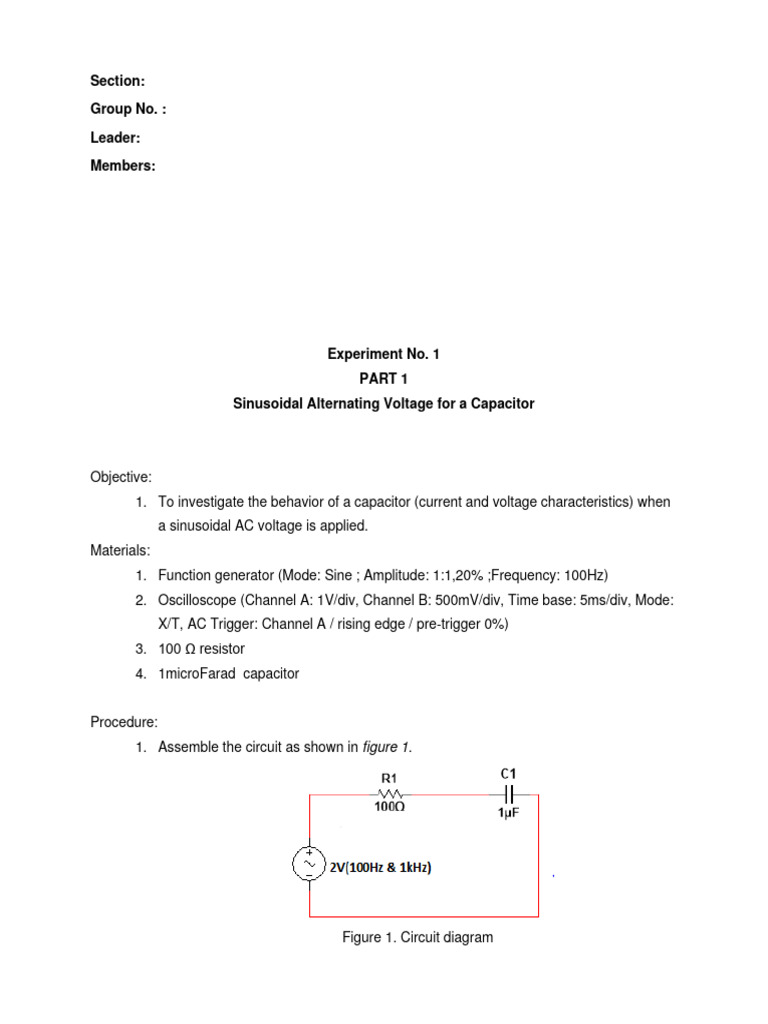 Experiment No. 1 | PDF | Phase (Waves) | Voltage