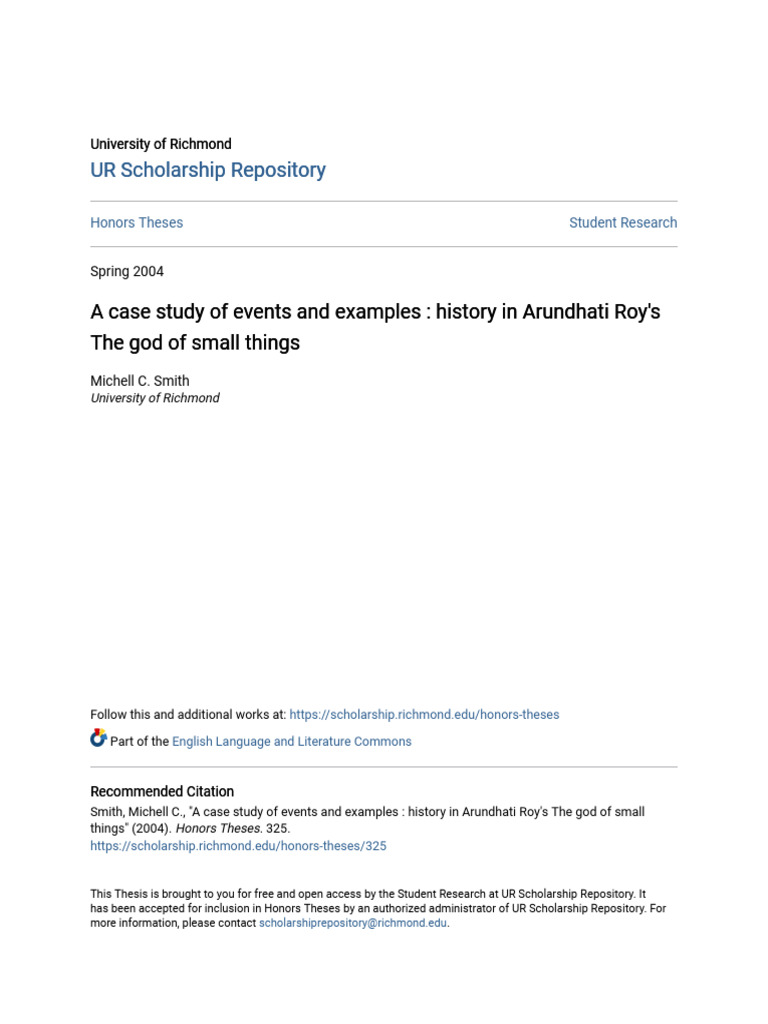 A Case Study of Events and Examples - History in Arundhati Roys | PDF ...