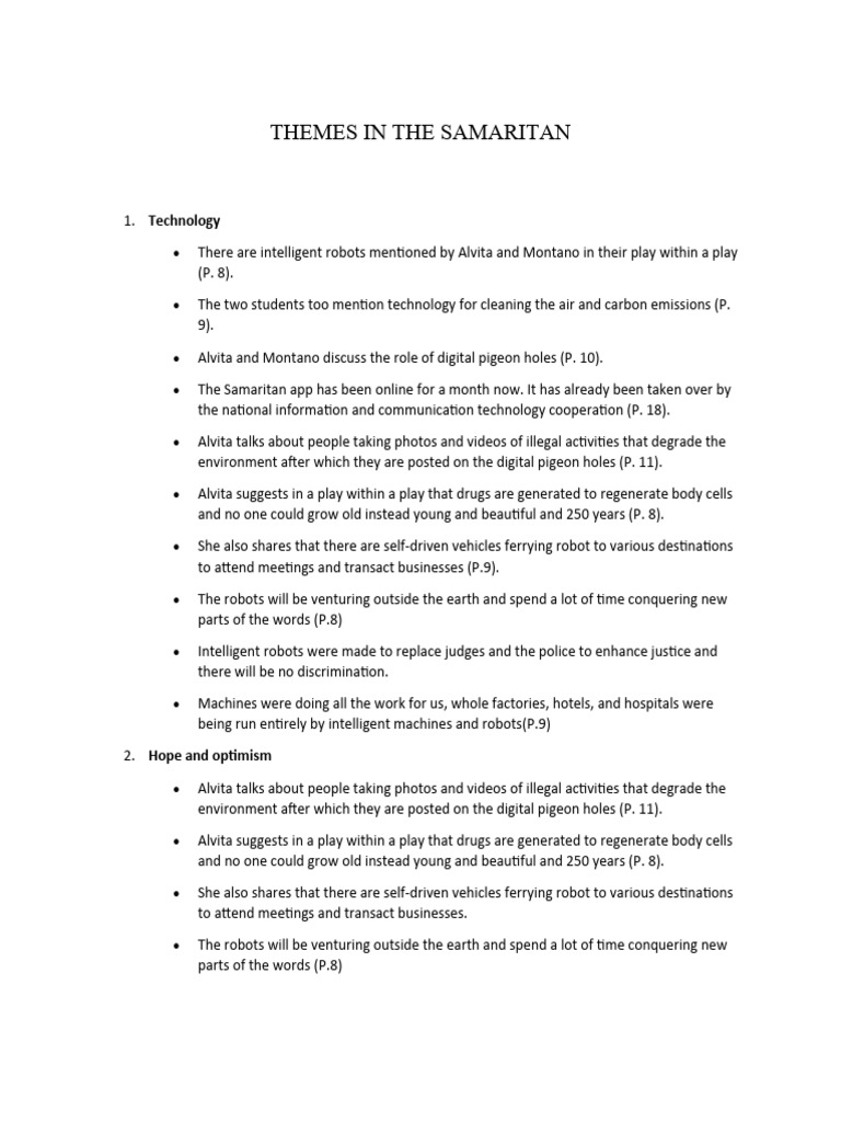Themes in The Samaritan | PDF | Corruption | Robot