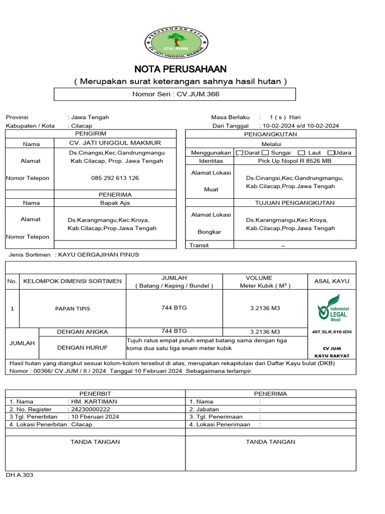Nota Angkutan Ewo | PDF