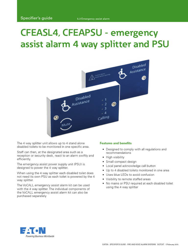 Eaton Fire Evcs Emergency Assist Power Splitter Cfeasl4 Datasheet 2015 ...