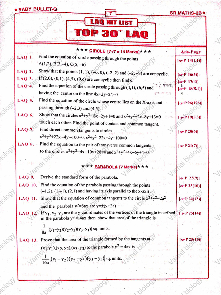 SR Maths 2b - Most Important Questions | PDF