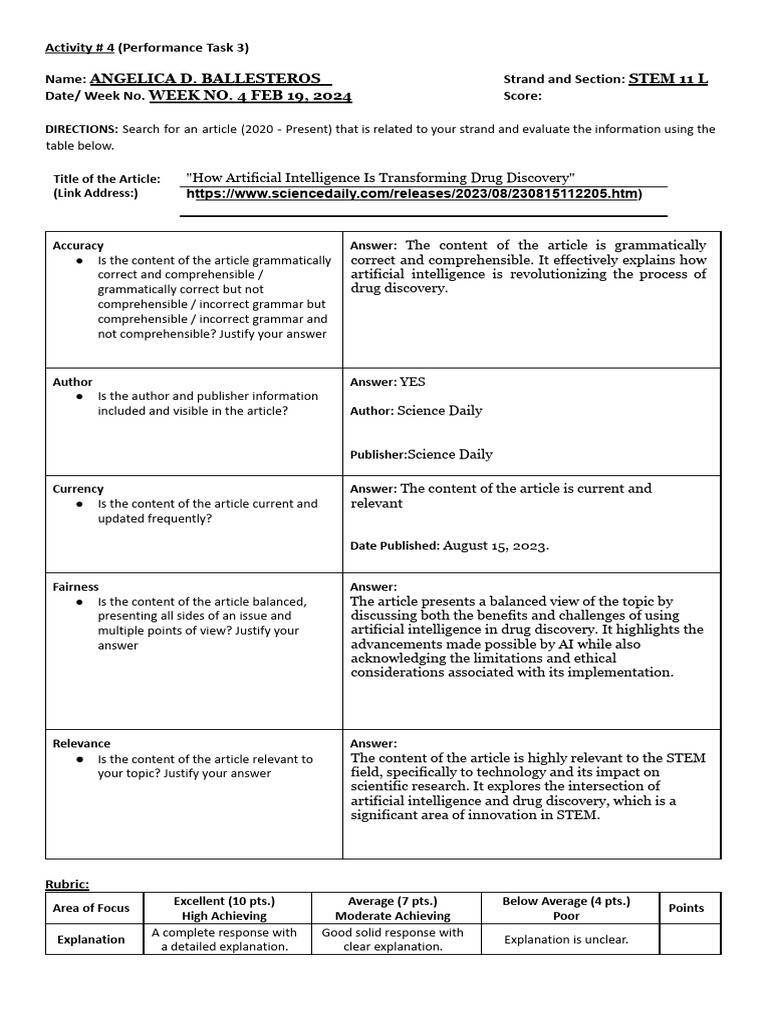 Template Activity 4 Performance Task 3 | PDF | Artificial Intelligence ...