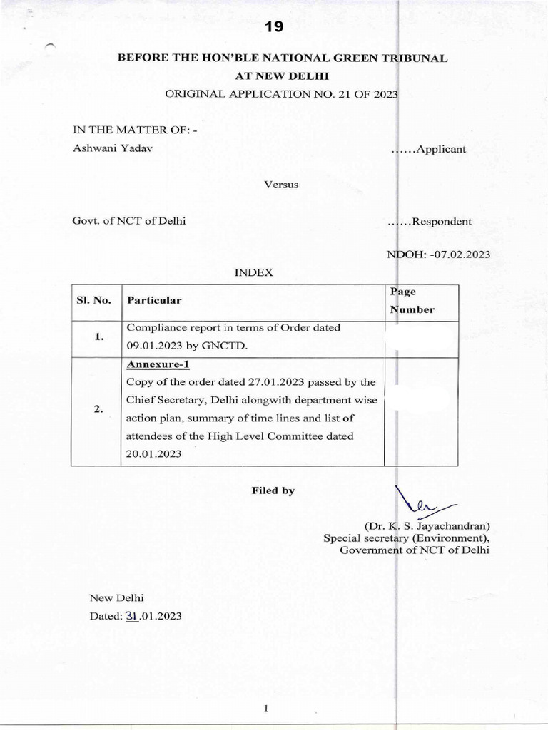 Report by GNCTD in Oa No. 21 of 2023 (Ashwani Yadav vs. Govt. of NCT of ...