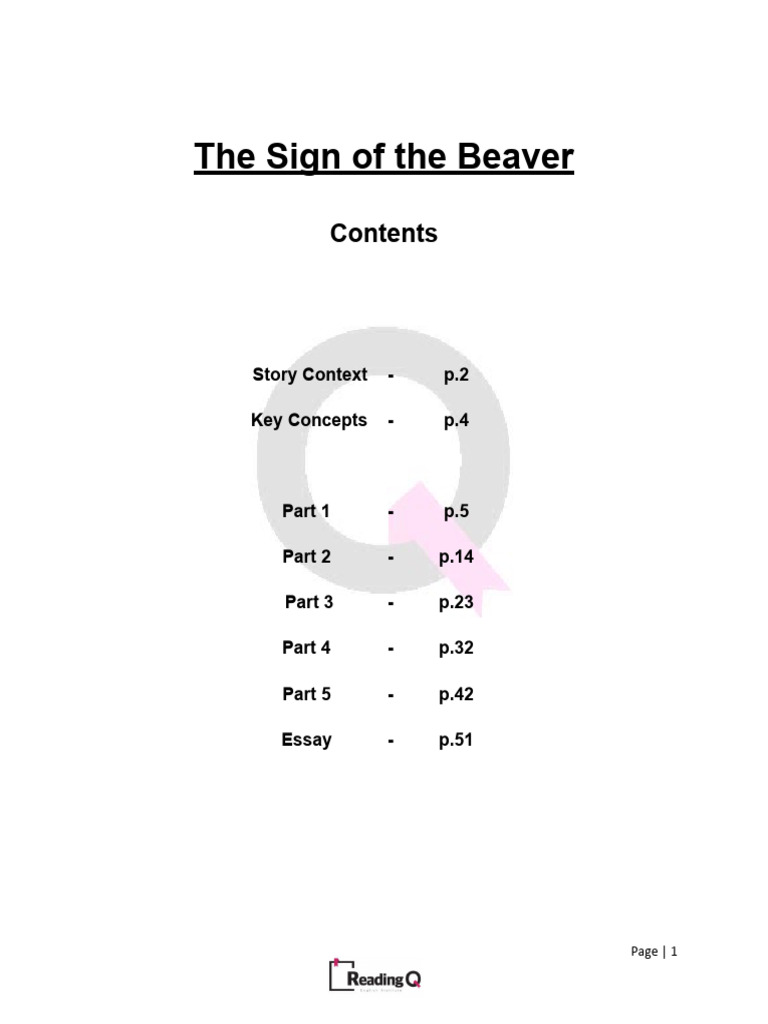 Sign of the Beaver Study Guide | PDF | Loneliness | Verb