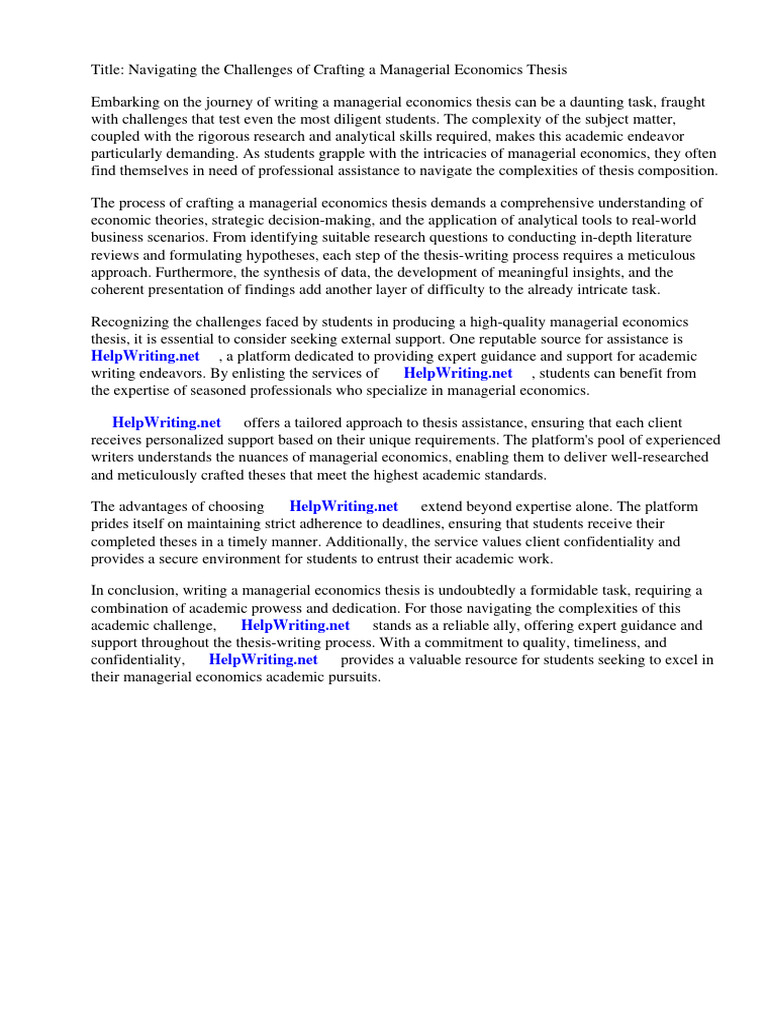 Managerial Economics Thesis | PDF | Economics | Market (Economics)