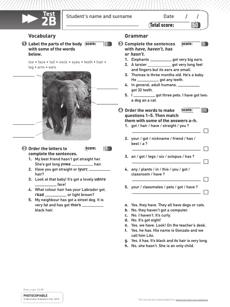Phases 1 2nd Ed Test U2 B | PDF | Whales | Organisms