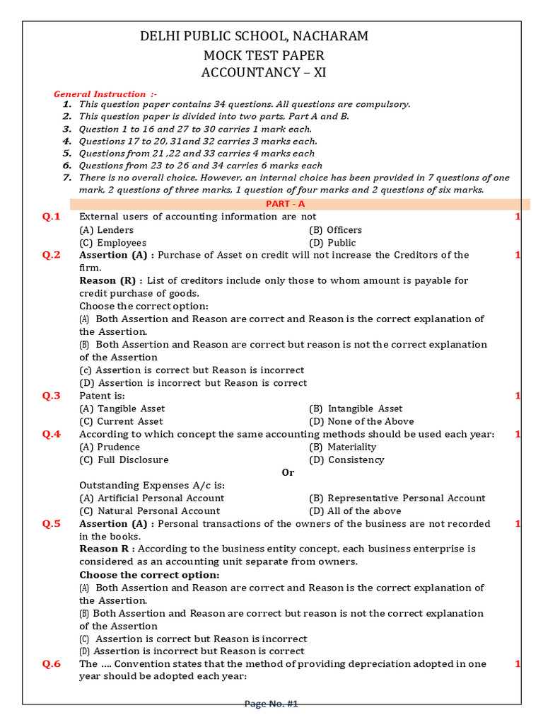 Class 11 Accountancy Exam Paper | PDF | Debits And Credits | Banks