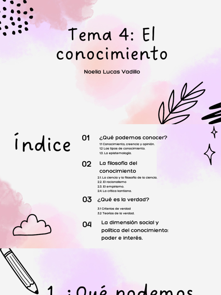 Tema 4 El conocimiento | PDF | Verdad | Conocimiento