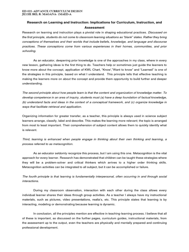 Curriculum Design Principles Explained | PDF | Learning | Curriculum