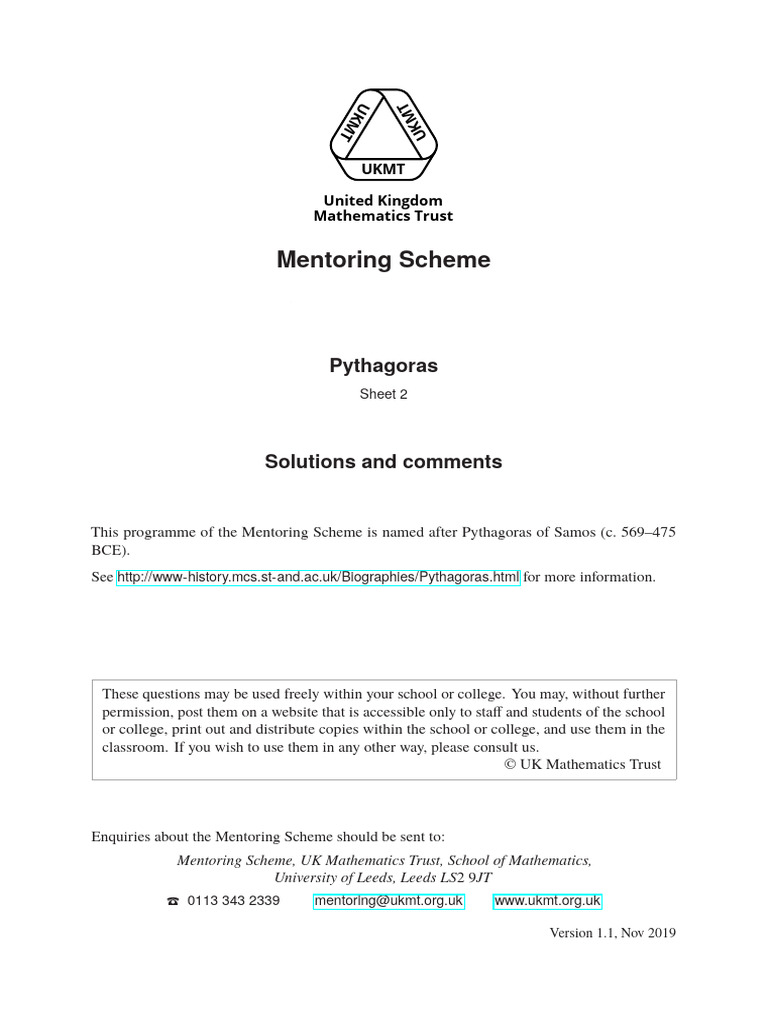 Pythagoras 2 (Solutions) | PDF | Numbers | Speed