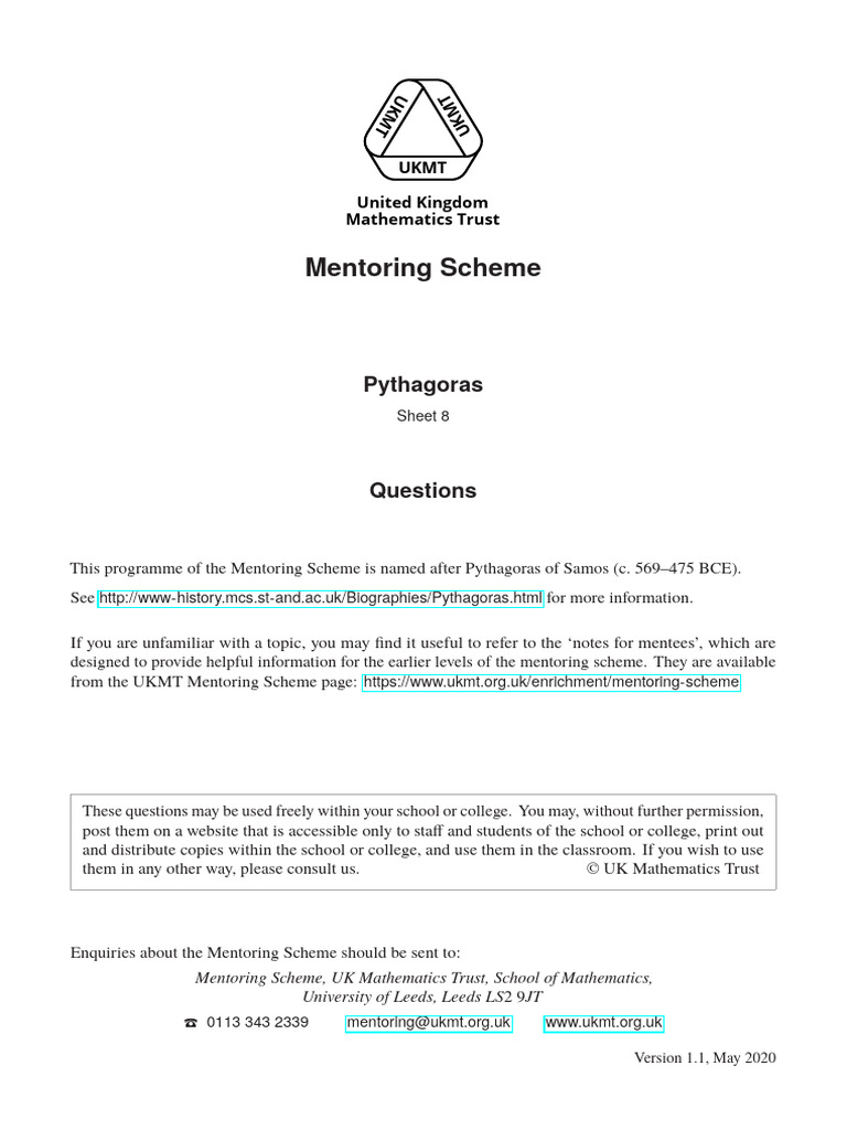 Pythagoras-8 (Questions) | PDF | Mathematics | Science