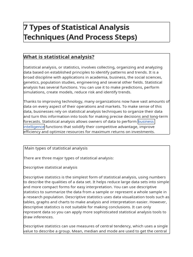7 Types of Statistical Analysis Techniques | Download Free PDF ...