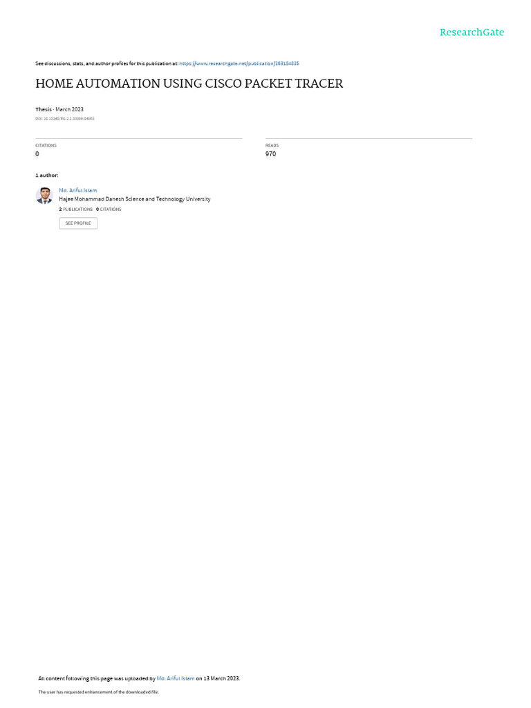 Home Automation Using Cisco Packet Tracer: March 2023 | PDF | Home ...