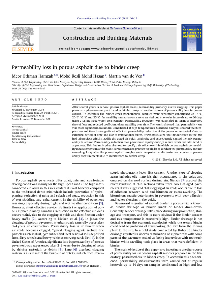 Binder Creep and Permeability Loss in Asphalt | PDF | Road Surface ...