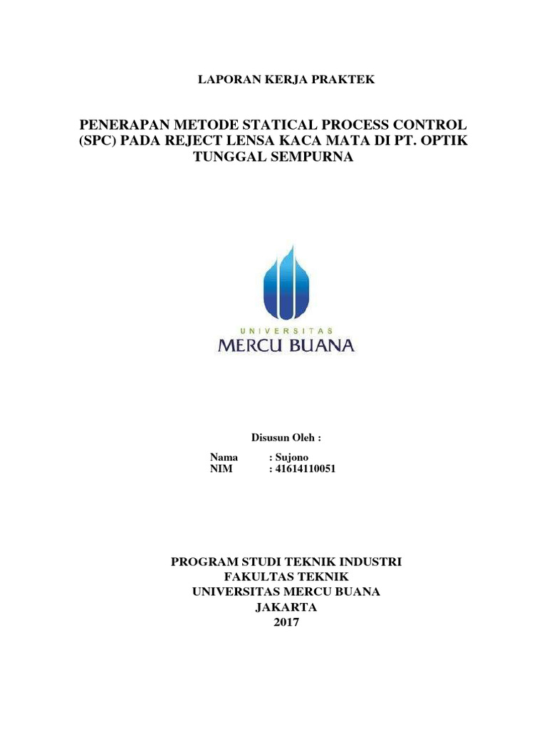 Penerapan Metode Statical Process Control (SPC) Pada Reject Lensa Kaca ...