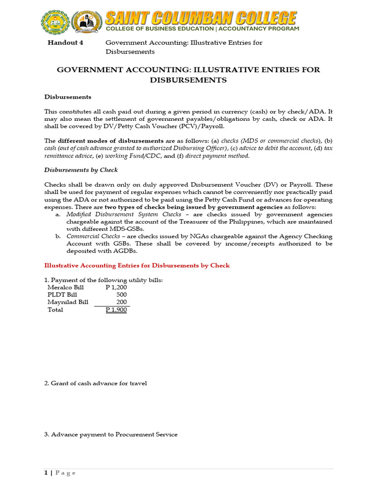 HO 4 - Journal Entries - Disbursements | PDF | Payroll | Salary