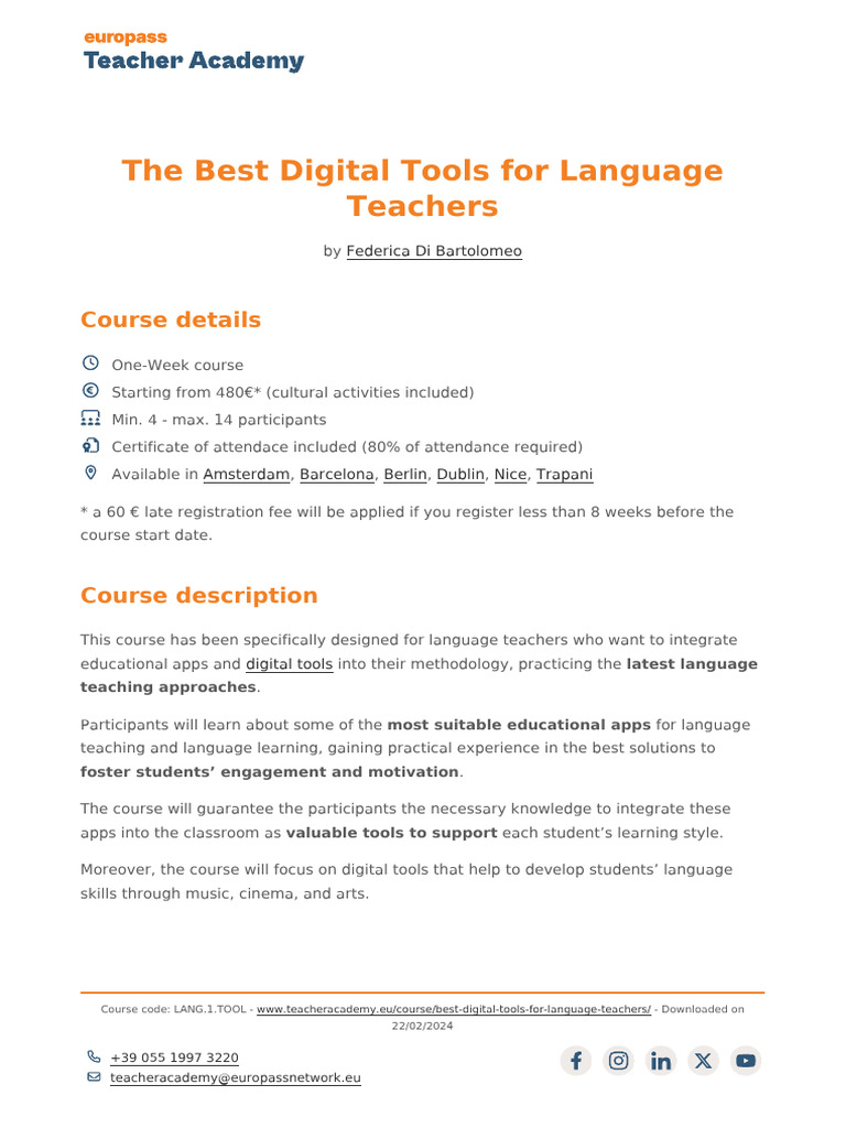 Course Best Digital Tools For Language Teachers | PDF | Language ...