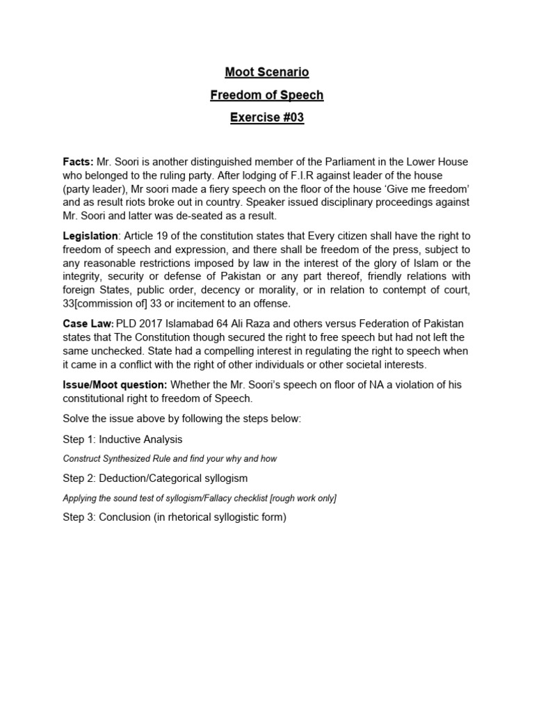 Freedom of Speech Moot Analysis | PDF | Freedom Of Speech | Fallacy