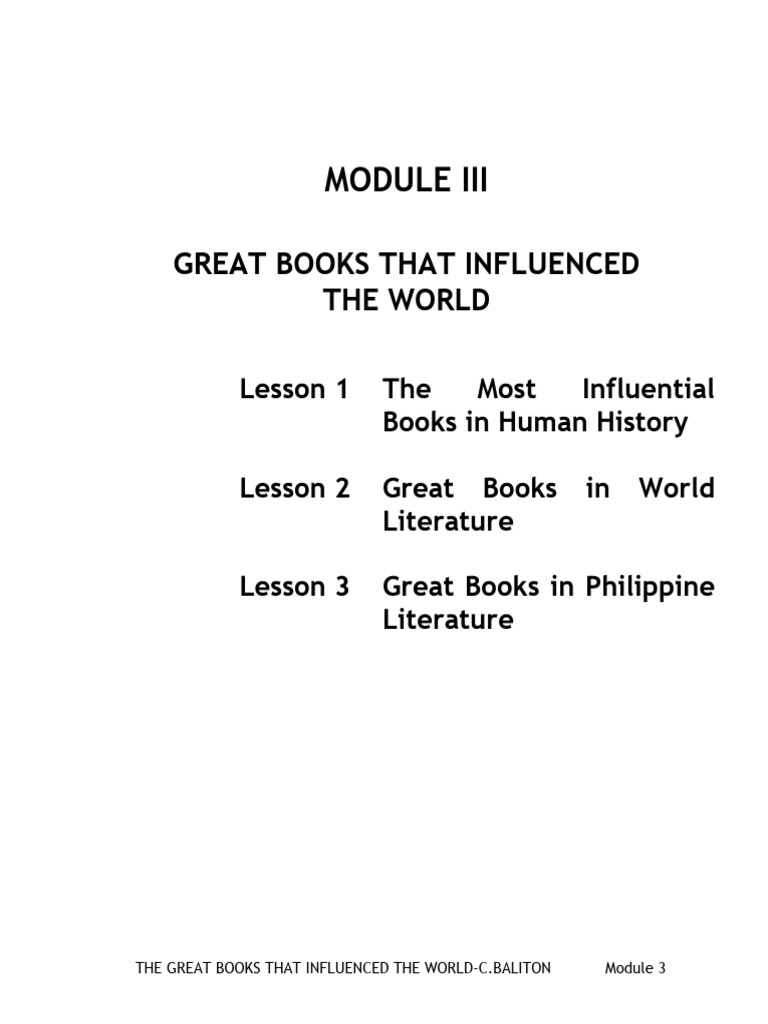 Module Iii Books That Changed History | PDF | Novels | Reason