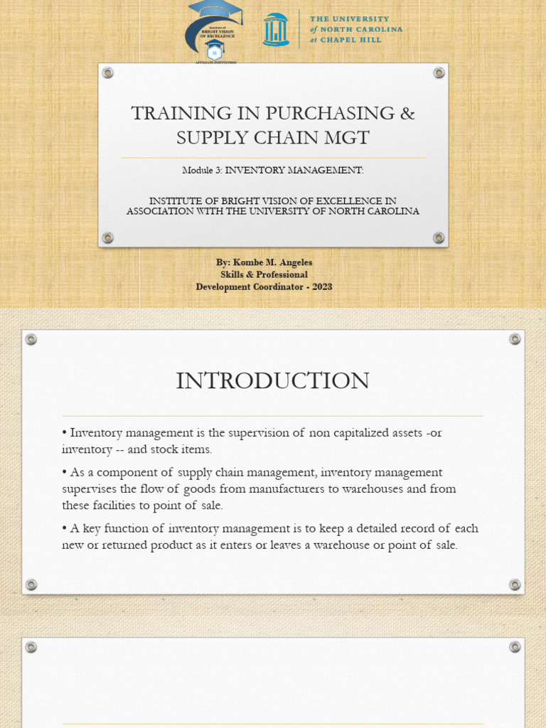 Purchasing & SCM Module 3 | PDF | Inventory | Logistics