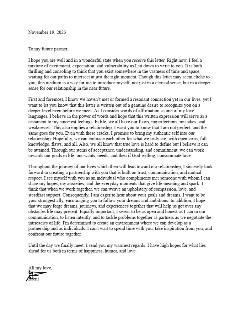 Letter to My Future Partner | PDF | Love