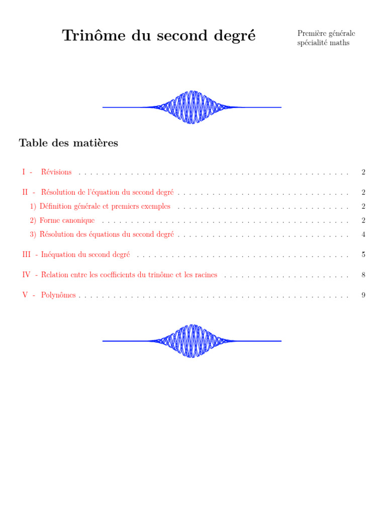 Trinôme du second degré : guide complet | PDF | Zéro d'une fonction ...