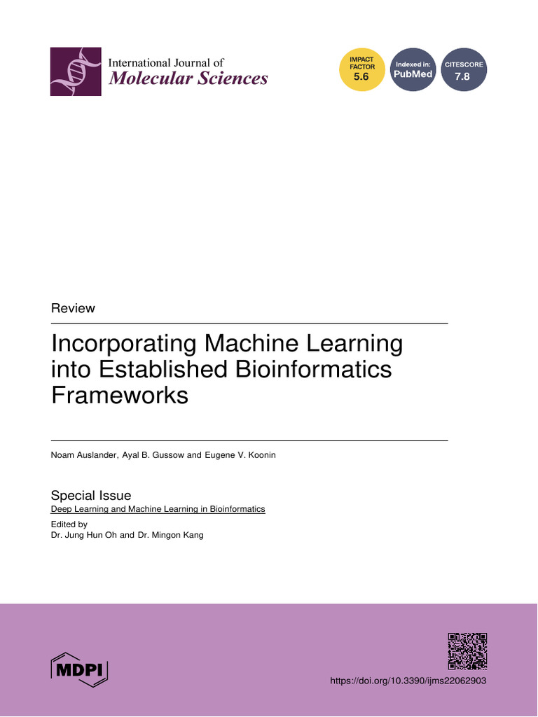 Incorporating Machine Learning Into Established Bioinformatics Frameworks | PDF