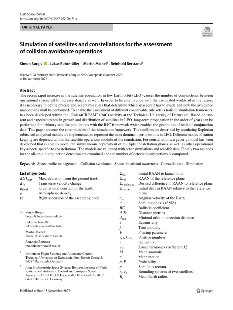 Simulation of Satellites and Constellations For The Assessment of ...