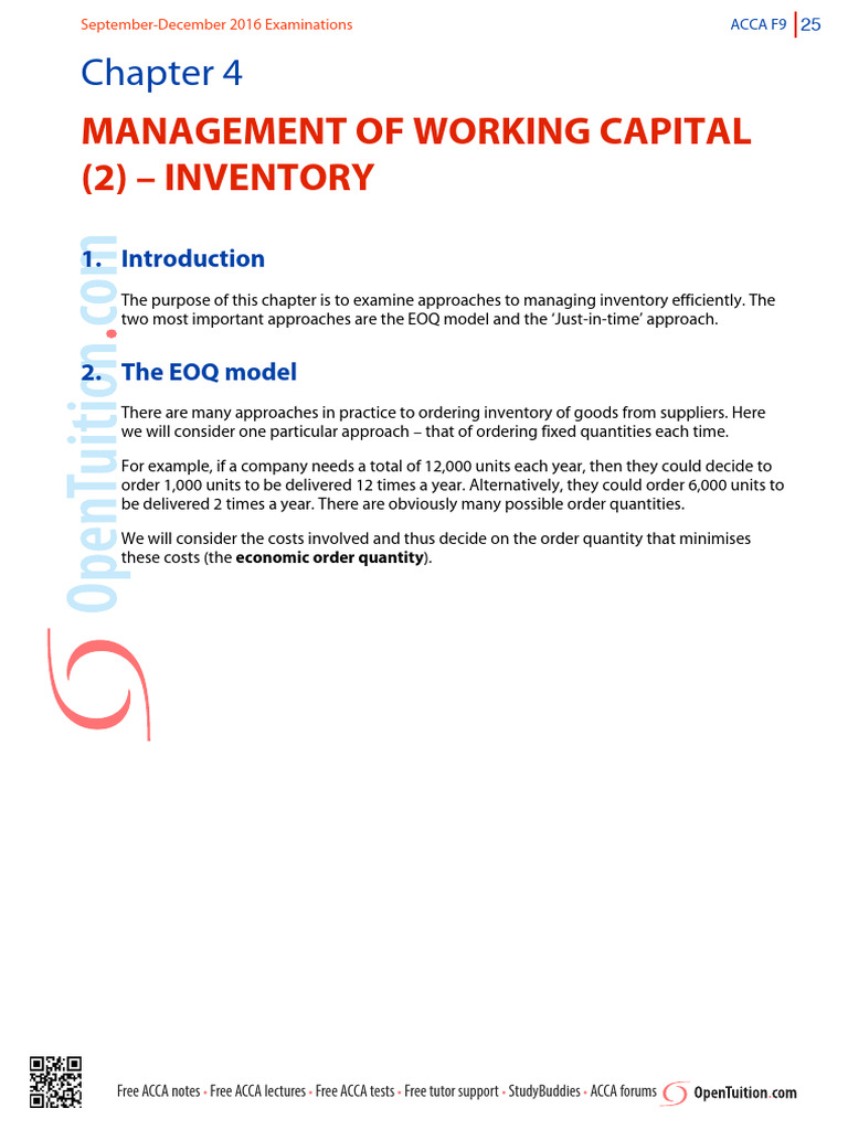 Management of Working Capital (2) - Inventory | PDF | Inventory | Economics